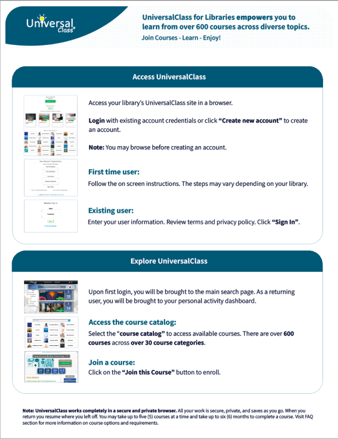 UniversalClass Library Marketing Kit - Bookmarks & Handouts